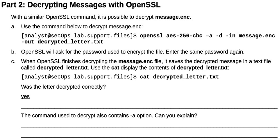 Solved Part C Part 2 Decrypting Messages With Openssl With A Similar Openssl Command It Is