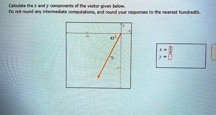 calculate the x and components of the vector given below do not round any intermediate ...