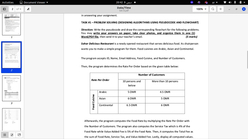 Solved Designing Algorithms Using Pseudocode And Flowchart Activities Documentteter 2042 Date