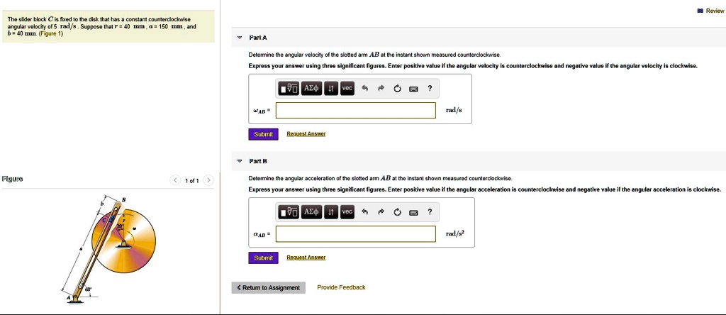SOLVED: The slider block C is fixed to the disk that has a constant counterclockwise angular ...