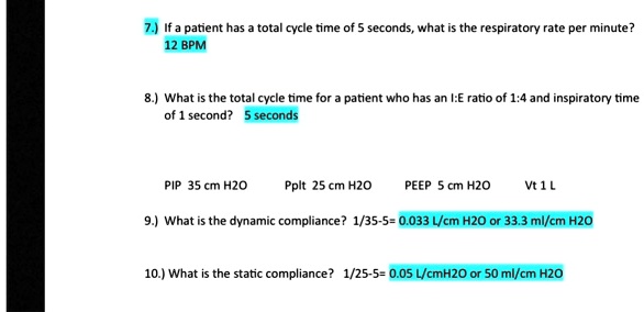 if a patient has total cycle time of seconds what the respiratory rate ...