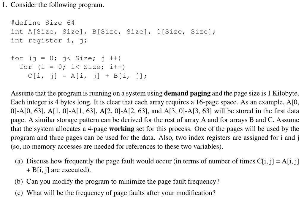 SOLVED: Consider the following program. #define Size 64 int A[Size ...