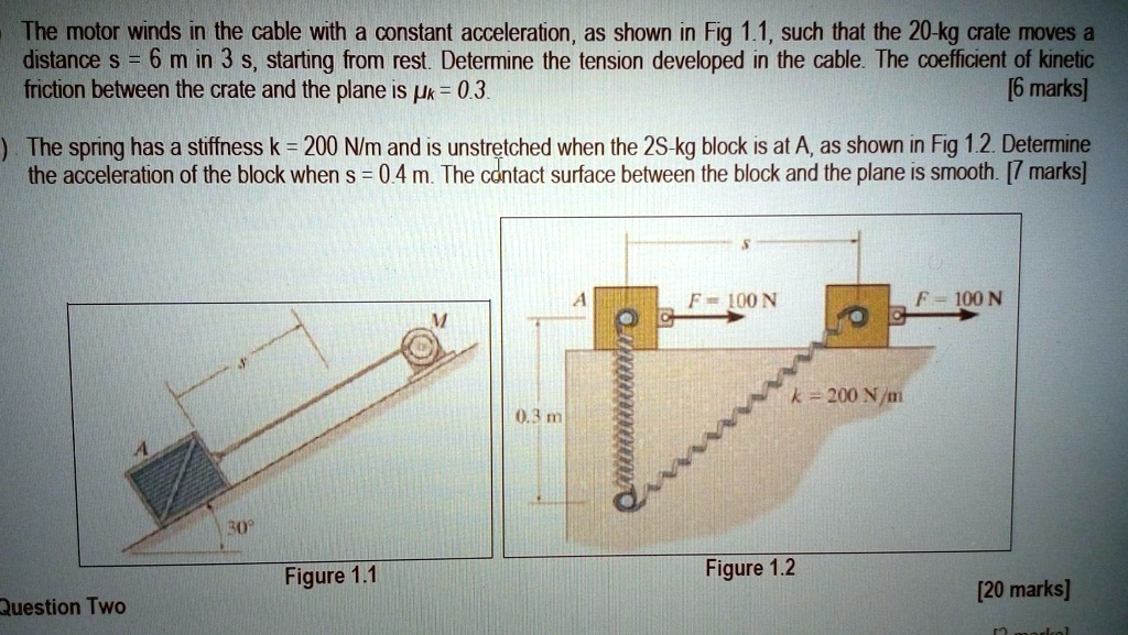 SOLVED: The motor winds in the cable with a constant acceleration, as ...