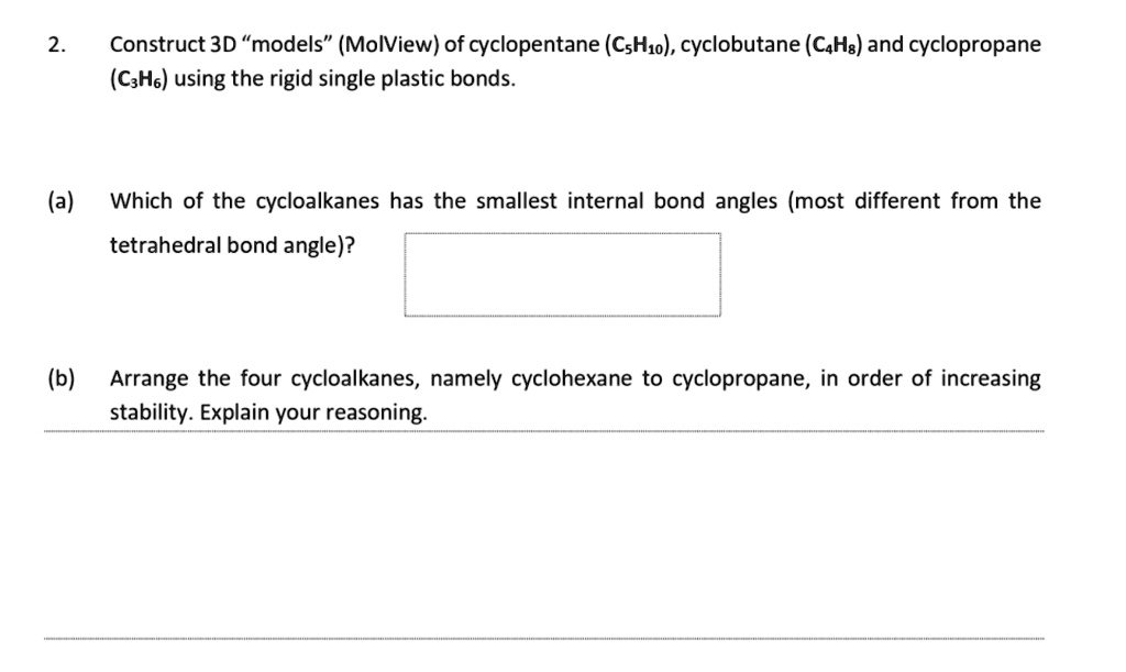 construct 3d models molview of cyclopentane cshzo cyclobutane cah and ...