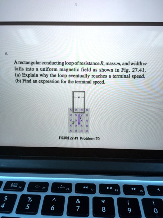 SOLVED: A rectangular conducting loop of resistance R, mass m, and width w falls into a uniform ...