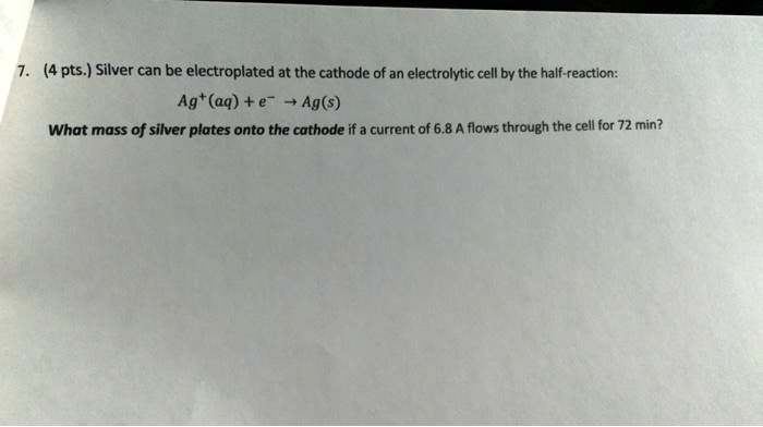 SOLVED: (4 pts:) Silver can be electroplated at the cathode of an ...