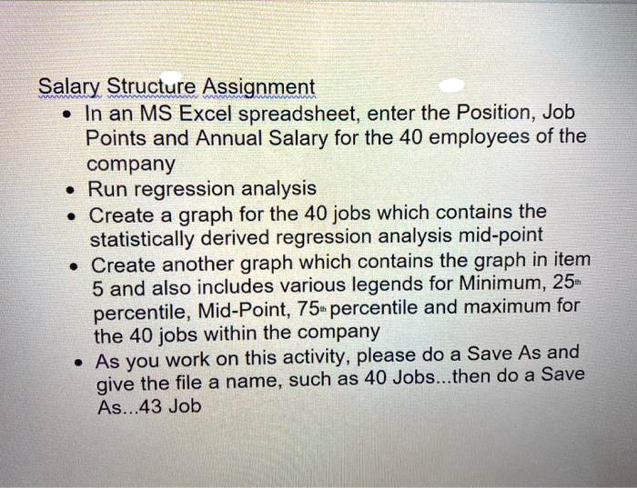 Salary Structure Assignment • In an MS Excel spreadsheet, enter the Position, Job Points and ...