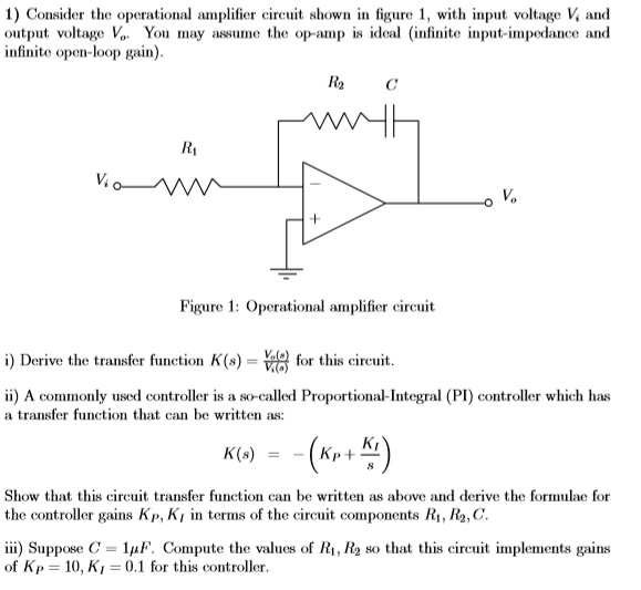 1) Consider the operational amplifier circuit shown in figure 1, with ...