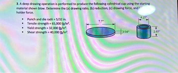 SOLVED: Please answer 3.A deep drawing operation is performed to ...