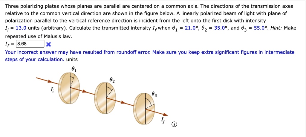 SOLVED: Three polarizing plates whose planes are parallel are centered ...