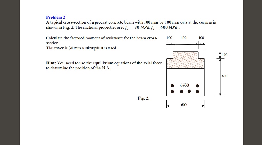 SOLVED: Problem 2 A typical cross-section of a precast concrete beam ...