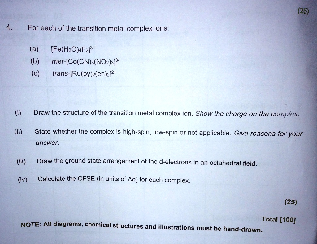 4. For each of the transition metal complex ions: (a) [Fe(H2O)4F2]^3 ...