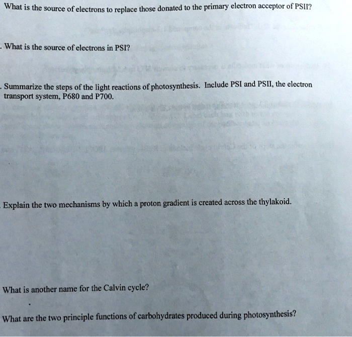 SOLVED: What is the source of electrons to replace those donated to the ...