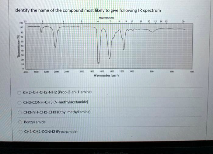 SOLVED: Identify the name of the compound most likely to give following IR spectrum CH2-CH-CH2 ...