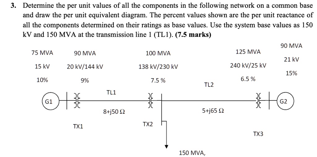 3 determine the per unit values of all the components in the following ...