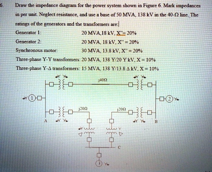 draw the impedance diagram for the power system shown in figure 6mark ...