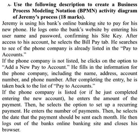 SOLVED: Jeremy is using his bank's online banking site to pay for his ...