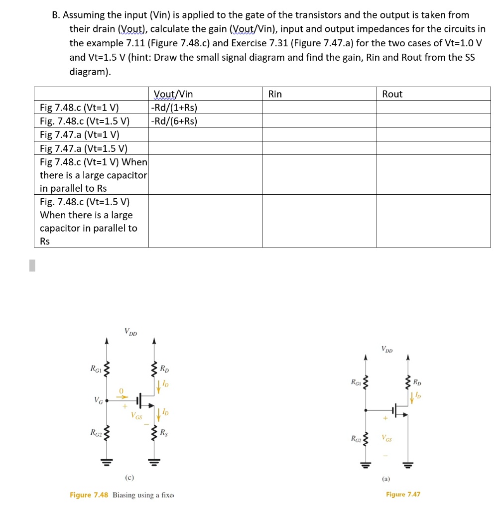 SOLVED: B. Assuming the input (Vin) is applied to the gate of the transistors and the output is ...