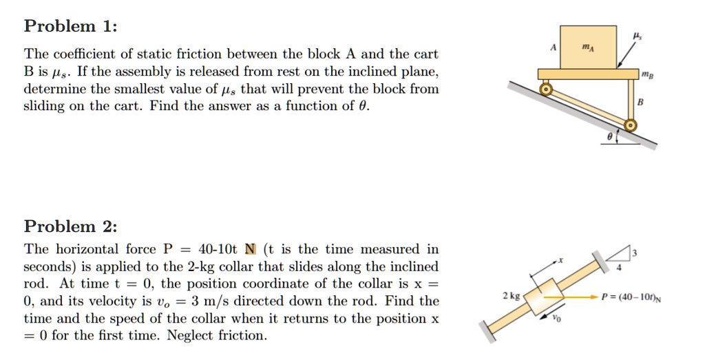 Problem 1: The coefficient of static friction between the block A and ...