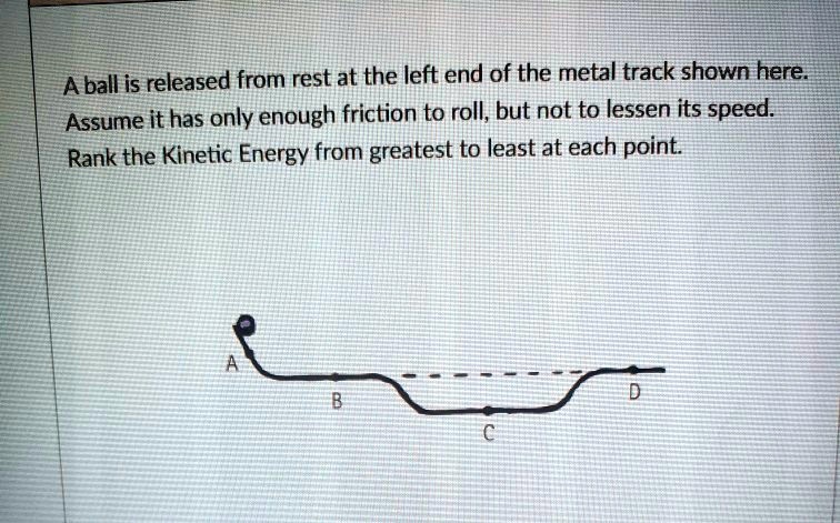 Aball is released from rest at the left end of the metal...