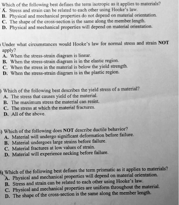Which of the following best defines the term isotropic as it applies to ...