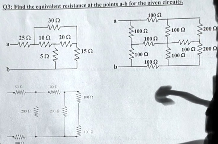 q3 find the equivalent resistance at the points a b for the given ...