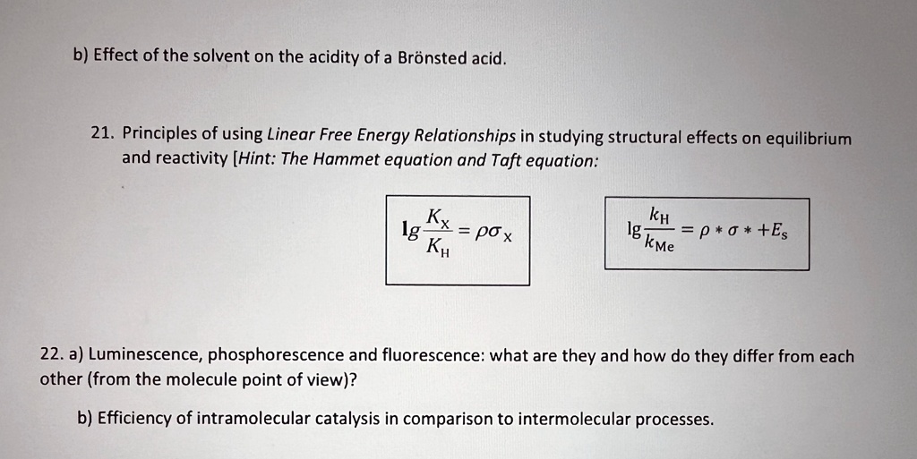 b) Effect of the solvent on the acidity of a Brönsted acid. 21 ...
