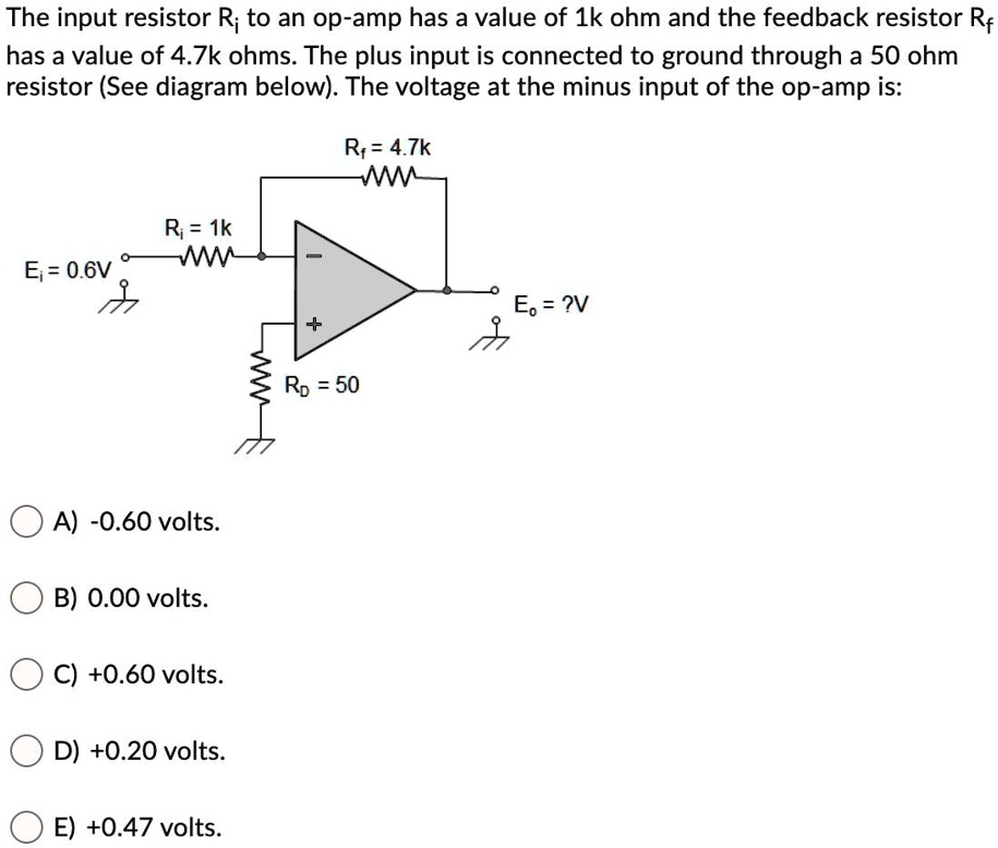 The input resistor Ri to an op-amp has a value of 1k ohm and the feedback resistor Rf has a ...