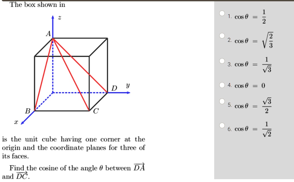 SOLVED: The box shown in 1. COS 0 2 Cos 0 3 cos 0 5 cos 0 cos 0 Y cos 0 ...