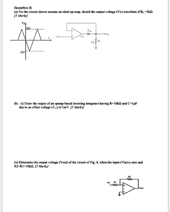 g 99 a for the circuit shown assume an ideal op amp sketch the output voltagevo waveform if r5k ...