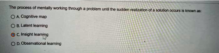 SOLVED: The process of mentally working through a problem until the ...