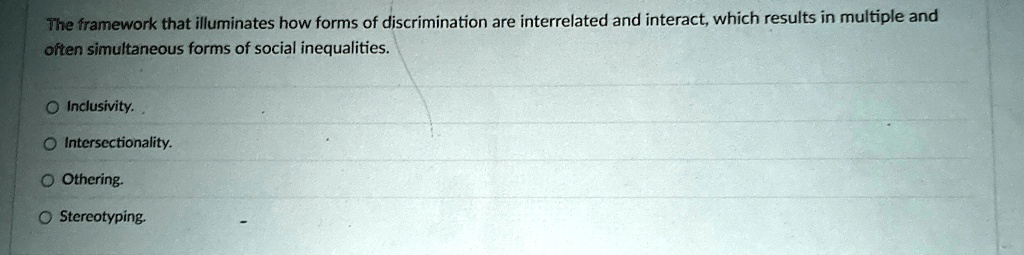 the framework that illuminates how forms of discrimination are ...
