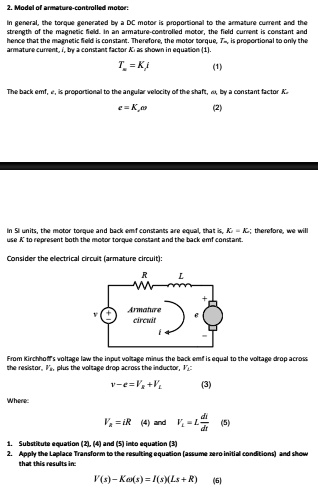 SOLVED: Texts: 2. Model of a controlled motor: In general, the torque ...