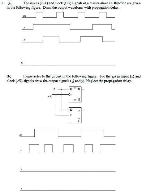 1. (a, The inputs (J, K) and clock (Clk) signals of a master-slave JK flip-flop are given in the ...