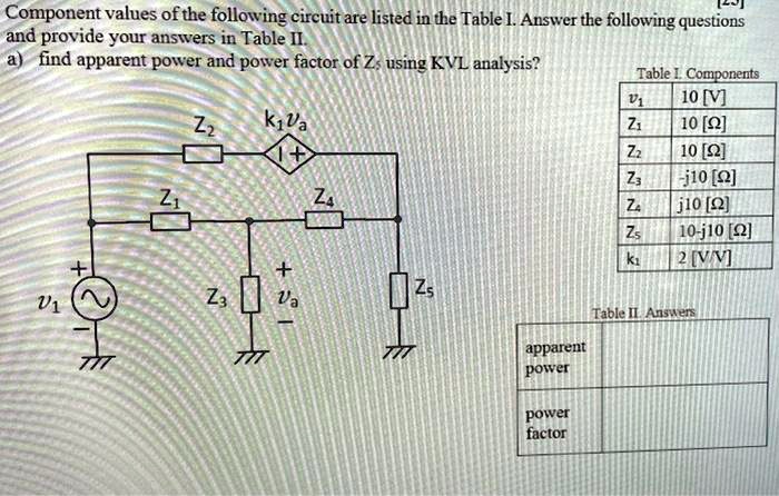 SOLVED: Component values of the following circuit are listed in Table I ...