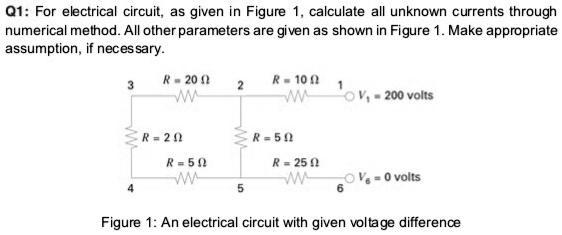 SOLVED: Q1: For electrical circuit; as given in Figure calculate all unknown currents through ...
