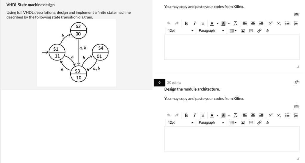 Solved Vhdl State Machine Design Using Full Vhdl Descriptions Design And Implement A Finite