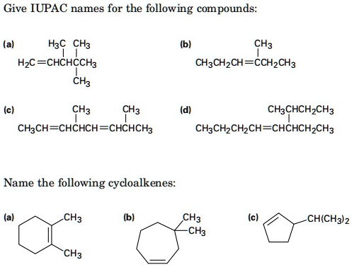 what is the following names of the following structures give iupac names for the following ...