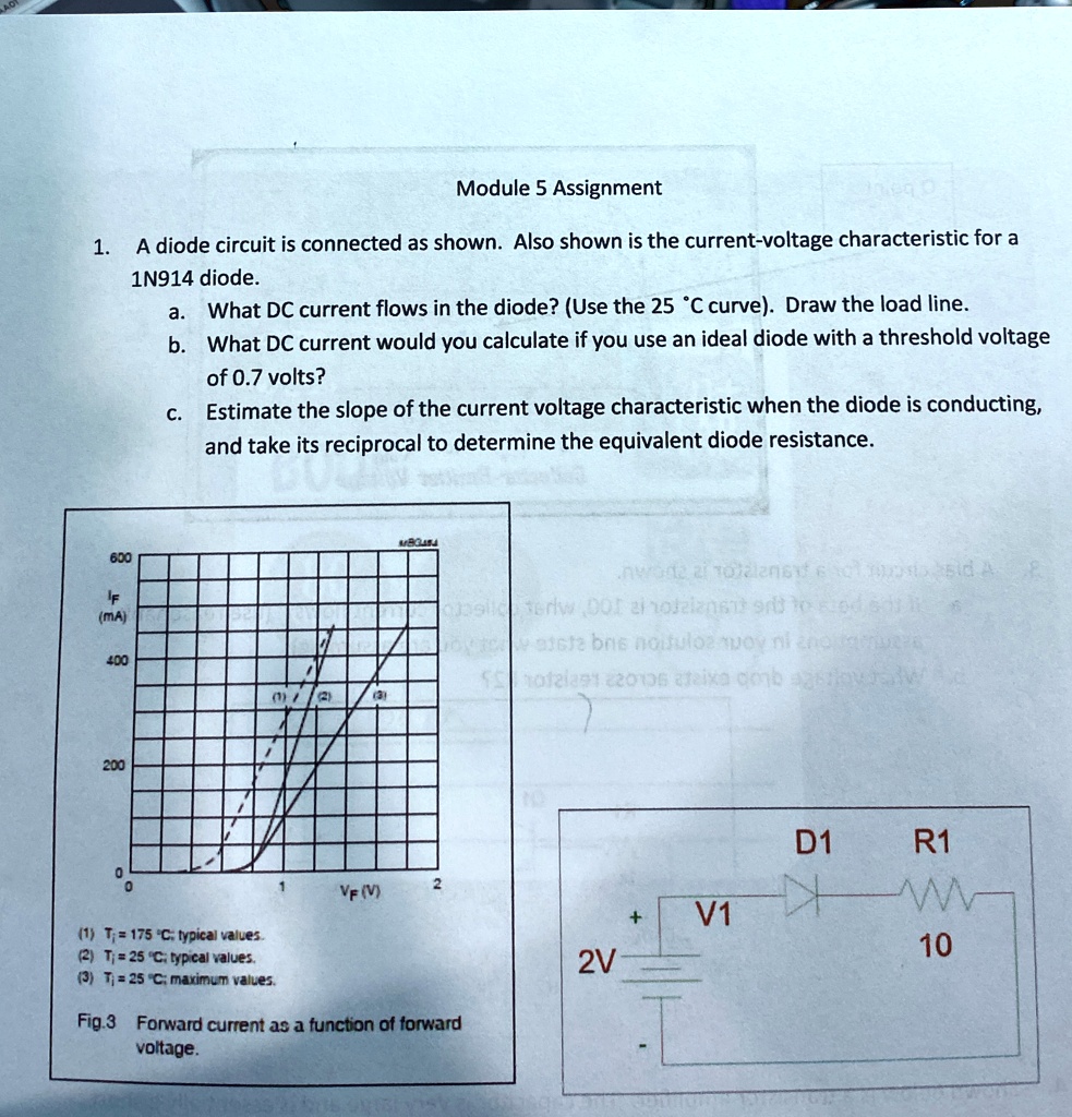 Module 5 Assignment 1. A diode circuit is connected as shown. Also ...
