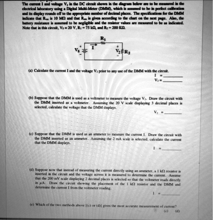The current I and voltage V? in the DC circuit shown in the diagram ...