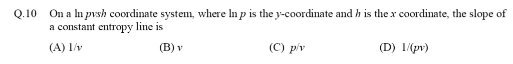 Q.10 On a ln pvsh coordinate system, where ln p is the y-coordinate and ...