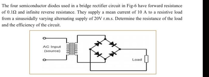 SOLVED: The four semiconductor diodes used in a bridge rectifier ...