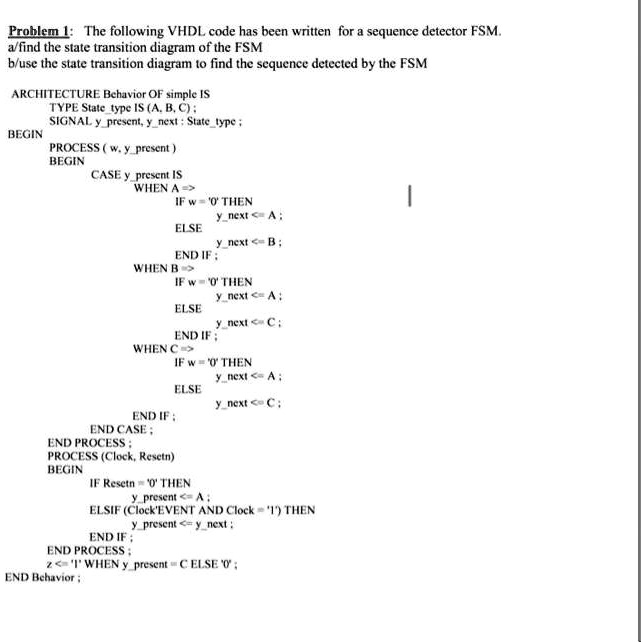 SOLVED: ARCHITECTURE Behavior OF simple IS TYPE Statetype IS (A, B, C ...