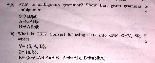 4(a) What is ambiguous grammar? Show that given grammar is ambiguous: S ...