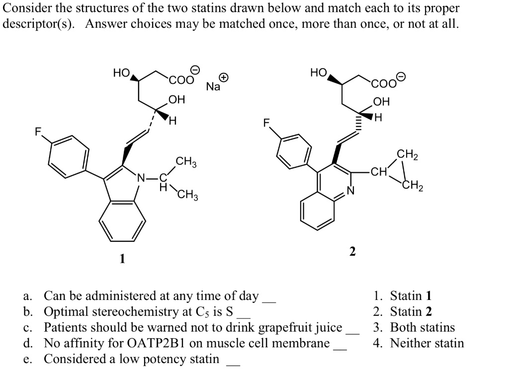 Consider the structures of the two statins drawn below and...