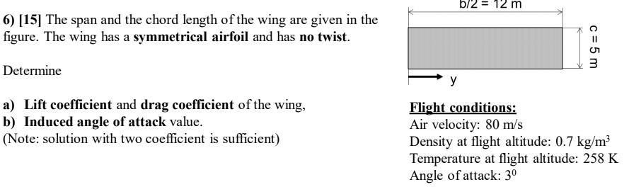 b/2 = 12 m 6) [15] The span and the chord length of the wing are given ...