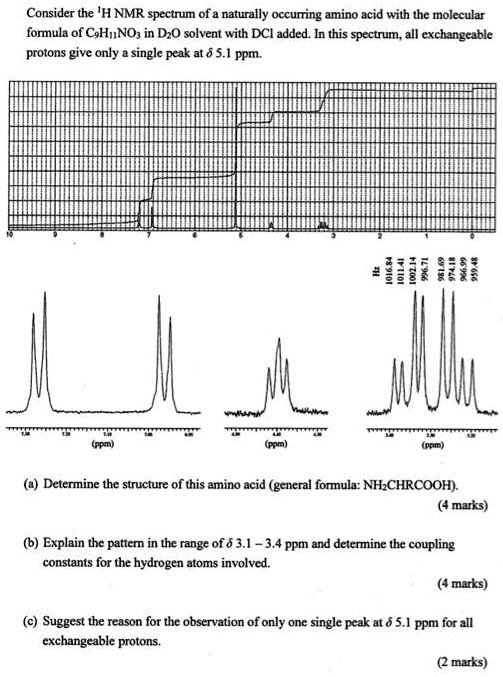 SOLVED: Consider the 'H NMR spectrum of a naturally occurring amino ...