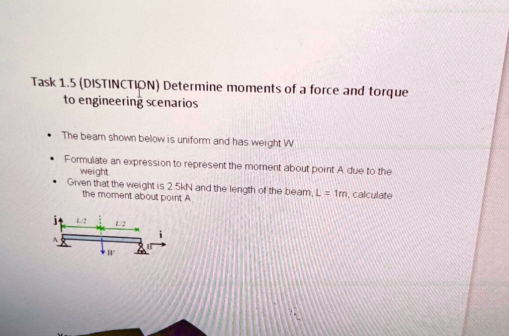 Task 1.5 (DISTINCTION) Determine moments of a force and torque to ...
