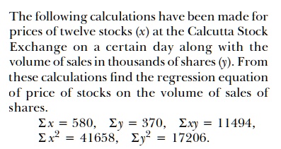 The following calculations have been made for prices of twelve stocks ...