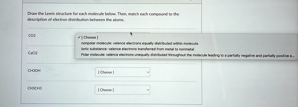 Draw the Lewis structure for each molecule below. Then, match each ...